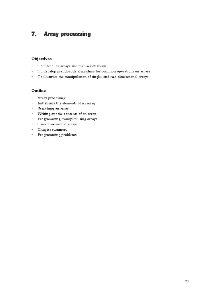 Array Processing Techniques Pdf Array Data Structure Algorithms