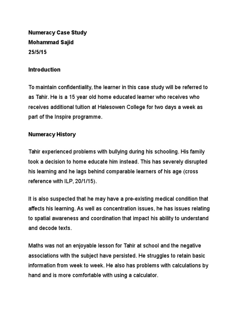 Numeracy Case Study Mohammad Sajid 25/5/15 | PDF | Fraction ...