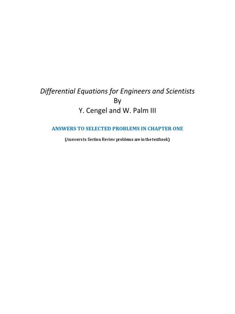 Answers to Differential Equations Problems | PDF | Science & Mathematics