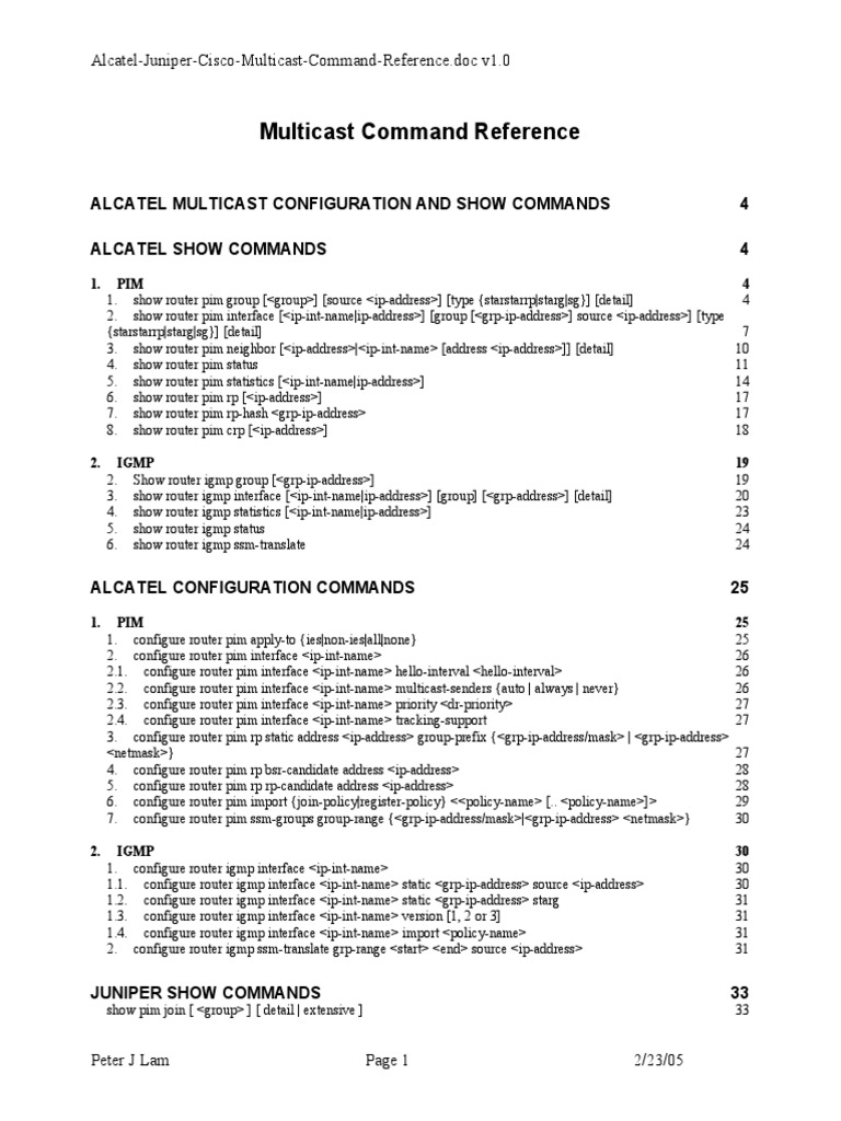 Alcatel Juniper Cisco Multicast Command Reference | PDF | Ip Address ...