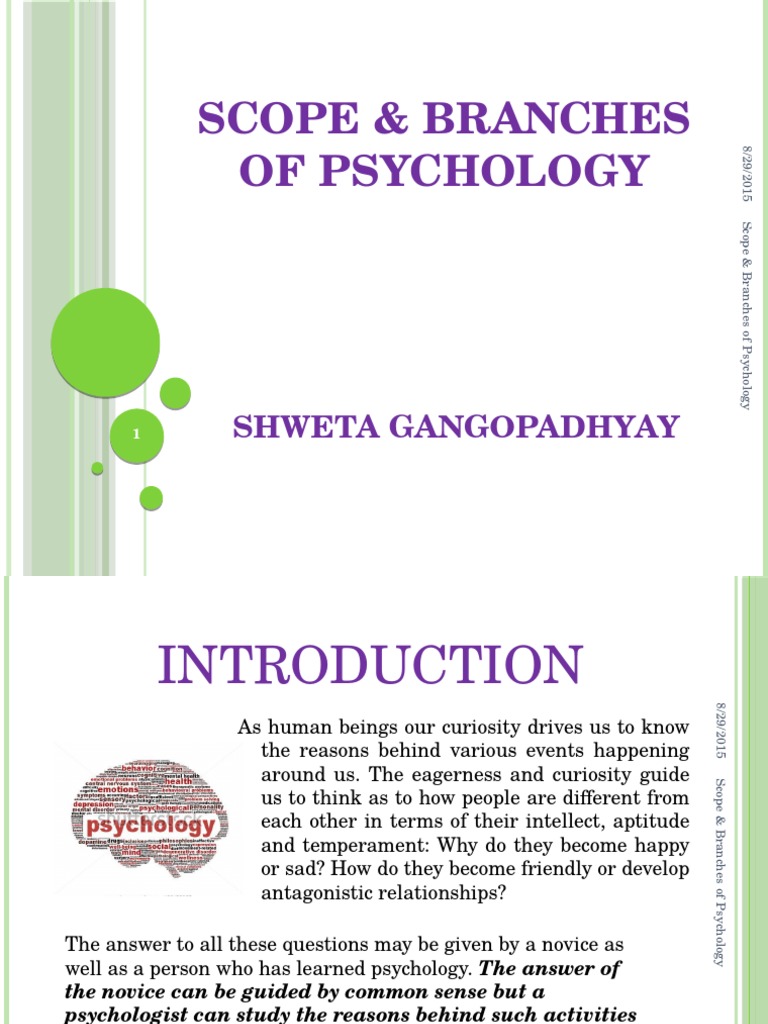 Scope & Branches of Psychology | Psychology & Cognitive Science | Thought