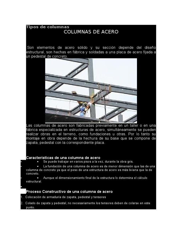 Tipos de Columnas | PDF | Acero | Ingeniería de Edificación