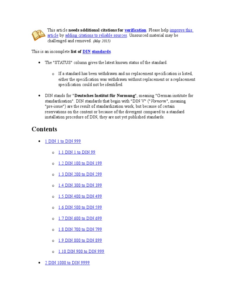 Lista de Normas Din | PDF