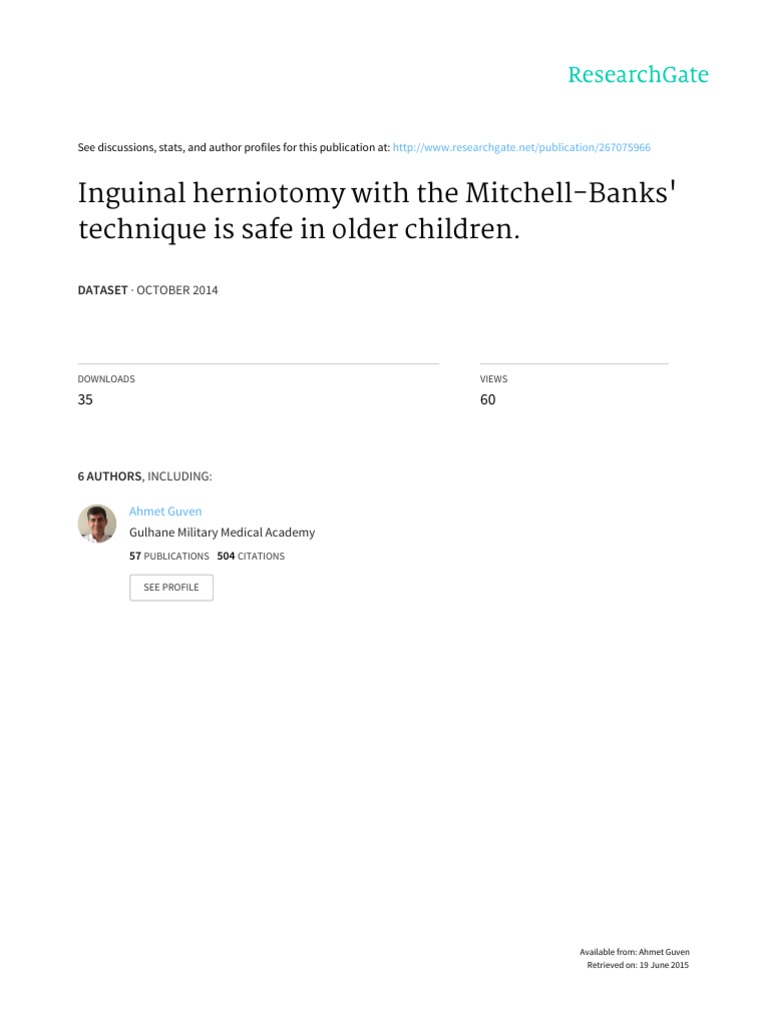 Inguinal Herniotomy With The Mitchell-Banks' Technique Is Safe in Older ...