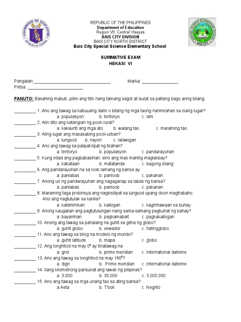 Hekasi-6 1st Summative | PDF