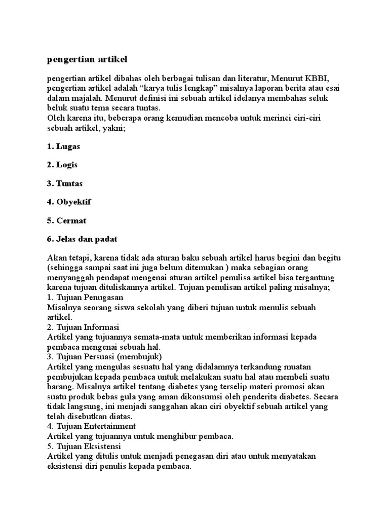 Pengertian Artikel | PDF | Karier & Perkembangan