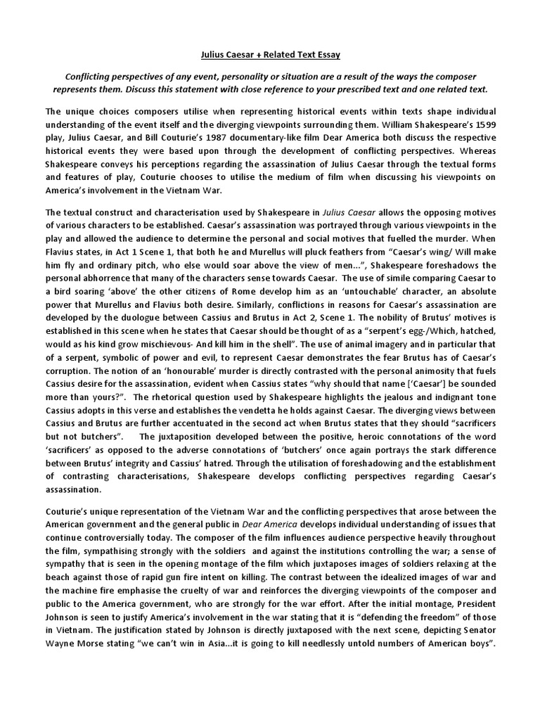 Julius Caesar Essay (With Related Text) | PDF | Marcus Junius Brutus ...