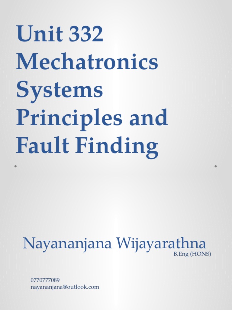 Mechatronics Principles and Fault Diagnosis | PDF