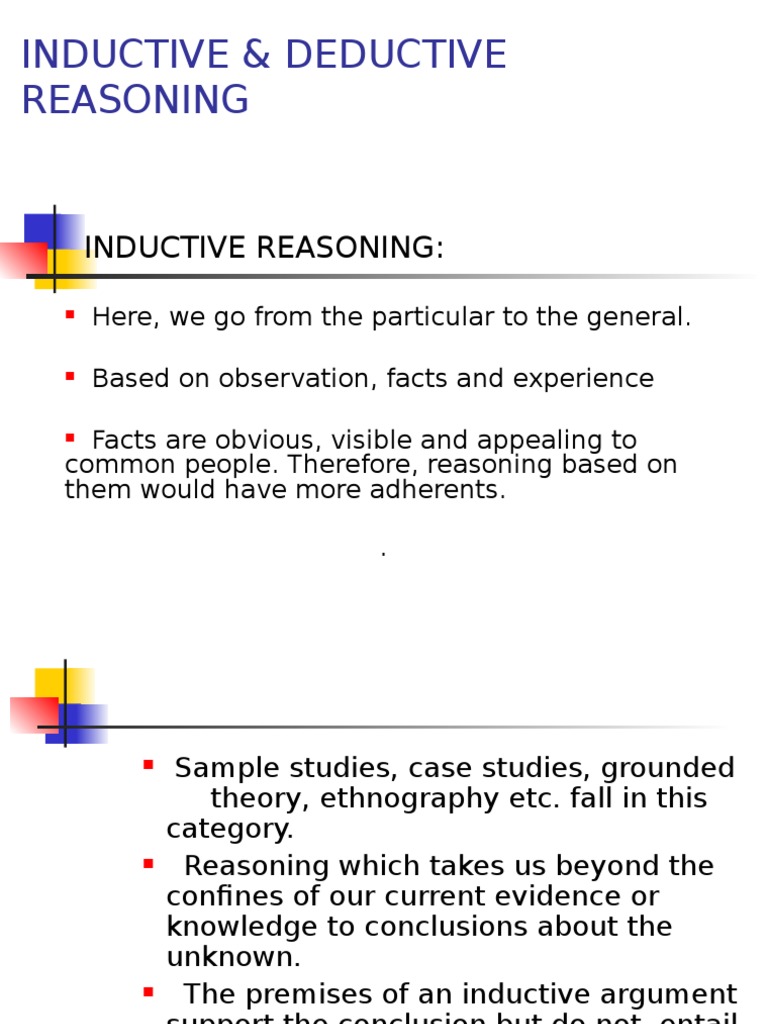 Inductive And Deductive Reasoning Inductive Reasoning Reason 2138