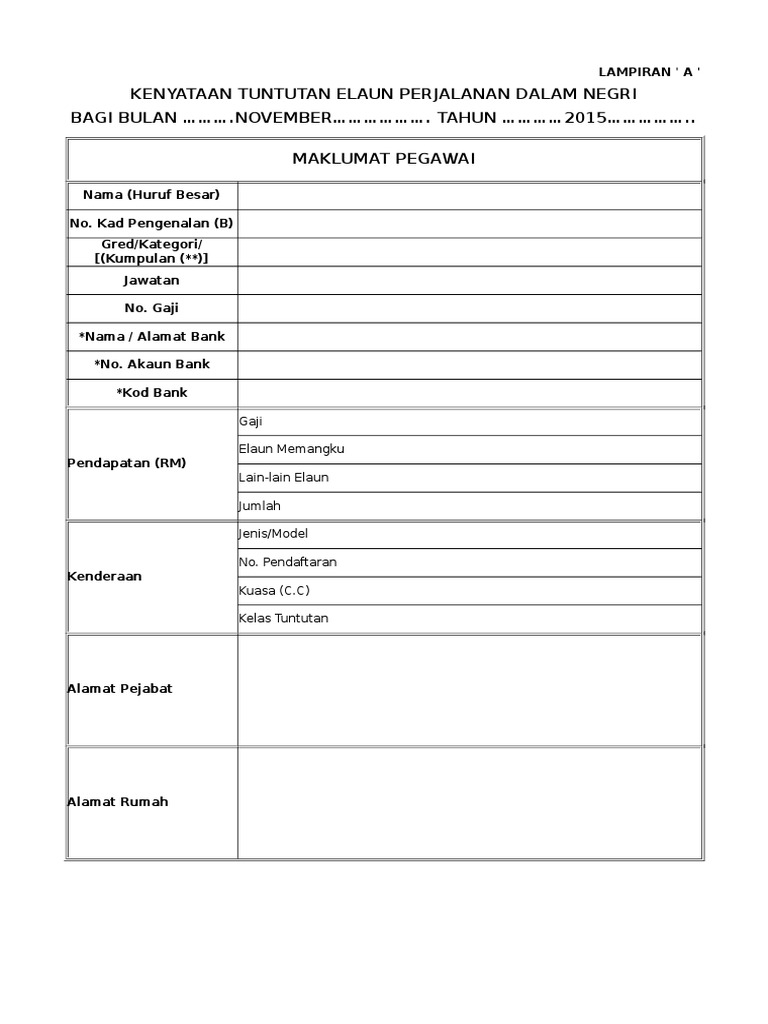 Contoh Borang Claim | PDF