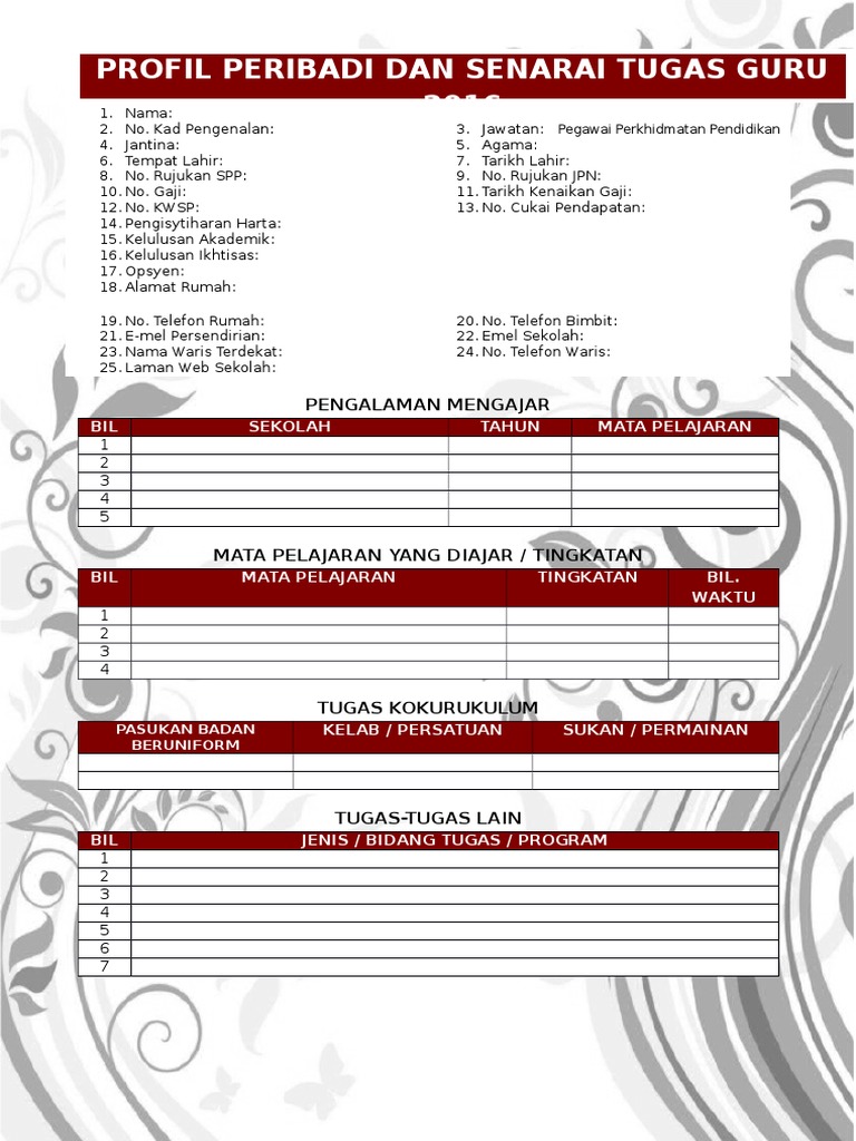 Profil Peribadi Guru | PDF