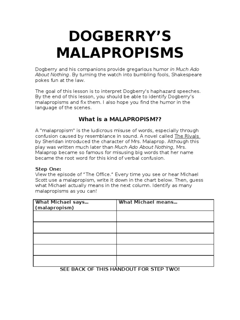 Dogberry's Malapropisms 2