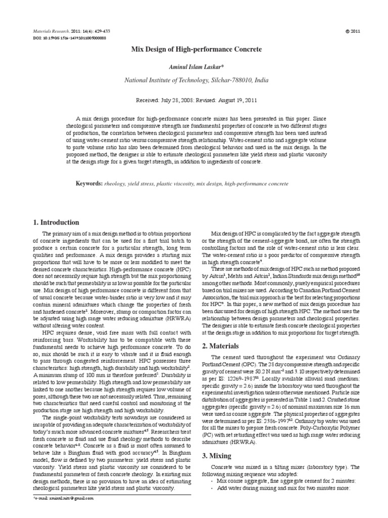 Mix Design Using Rheology Meter | PDF | Rheology | Concrete