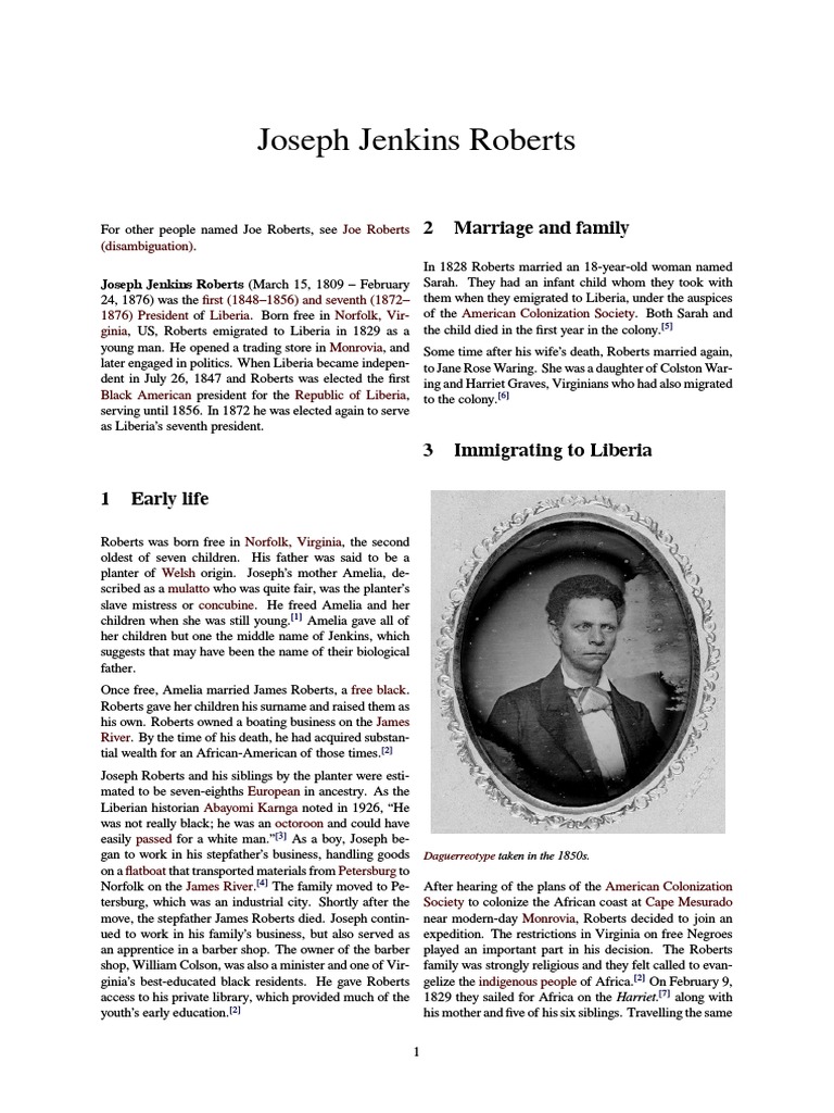 Joseph Jenkins Roberts | PDF | Liberia | Slavery