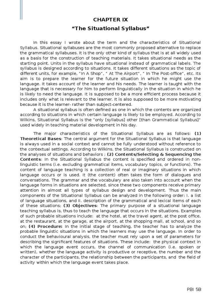 CHAPTER IX The Situational Syllabus | PDF | Language Education | Grammar
