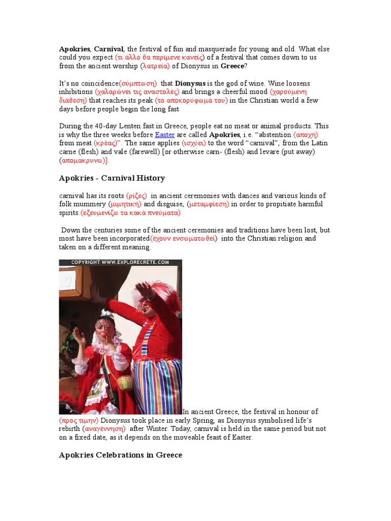 Apokries | PDF | Carnival | Mask