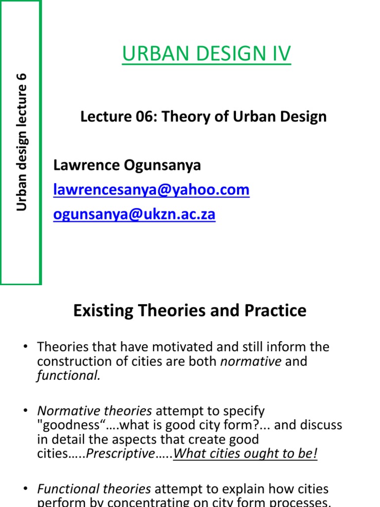 Urban Design - Lecture - 06 - Theory of Urban Design | PDF | Urban ...