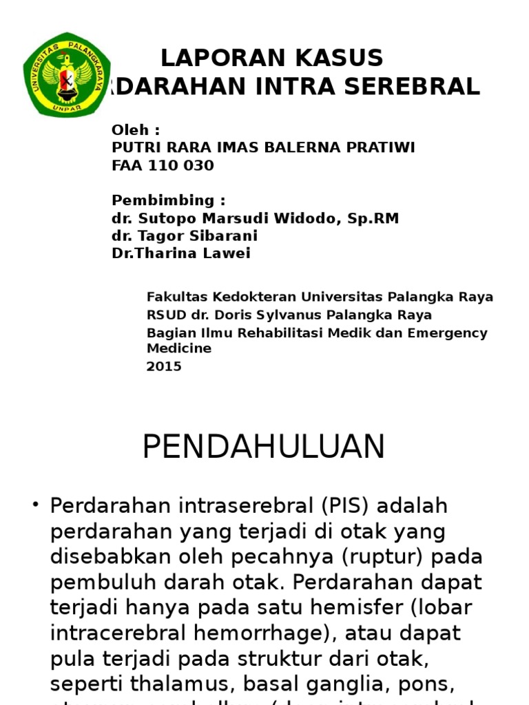Perdarahan Intraserebral: Laporan Kasus dan Penatalaksanaan | PDF