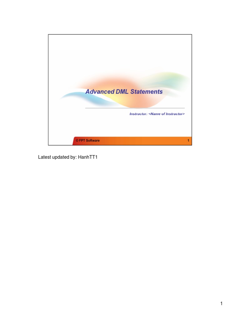 Day01 01 Advanced DML Statements | PDF | Business | Computers
