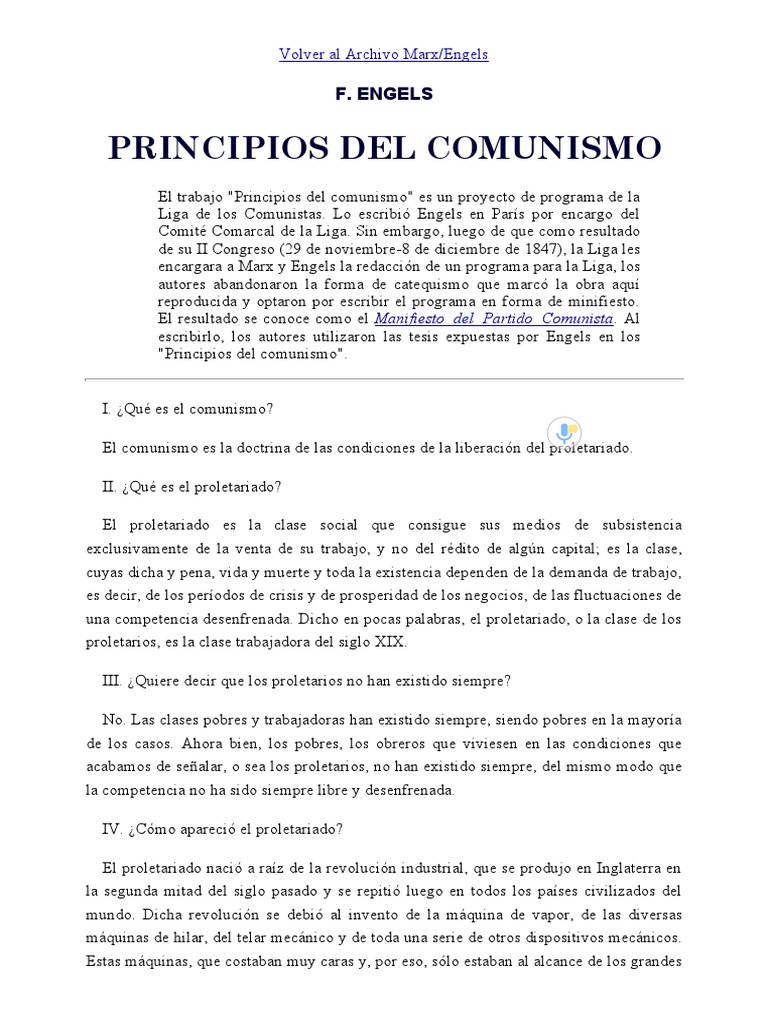 Engels (1847) - Principios Del Comunismo | PDF | Comunismo | Revolución ... Engels (1847) - Principios Del Comunismo | PDF | Comunismo | Revolución ...