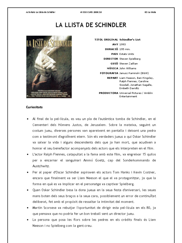 La Lista de Schindler | PDF