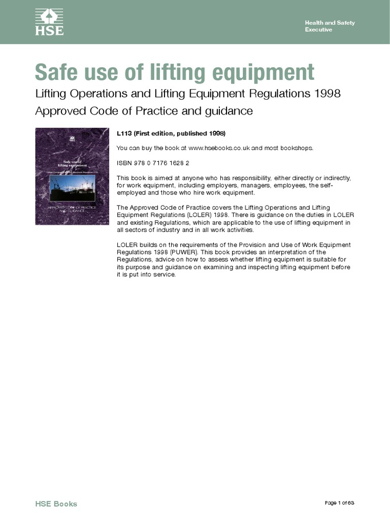 Safe Use of Lifting Equipment - HSE | PDF
