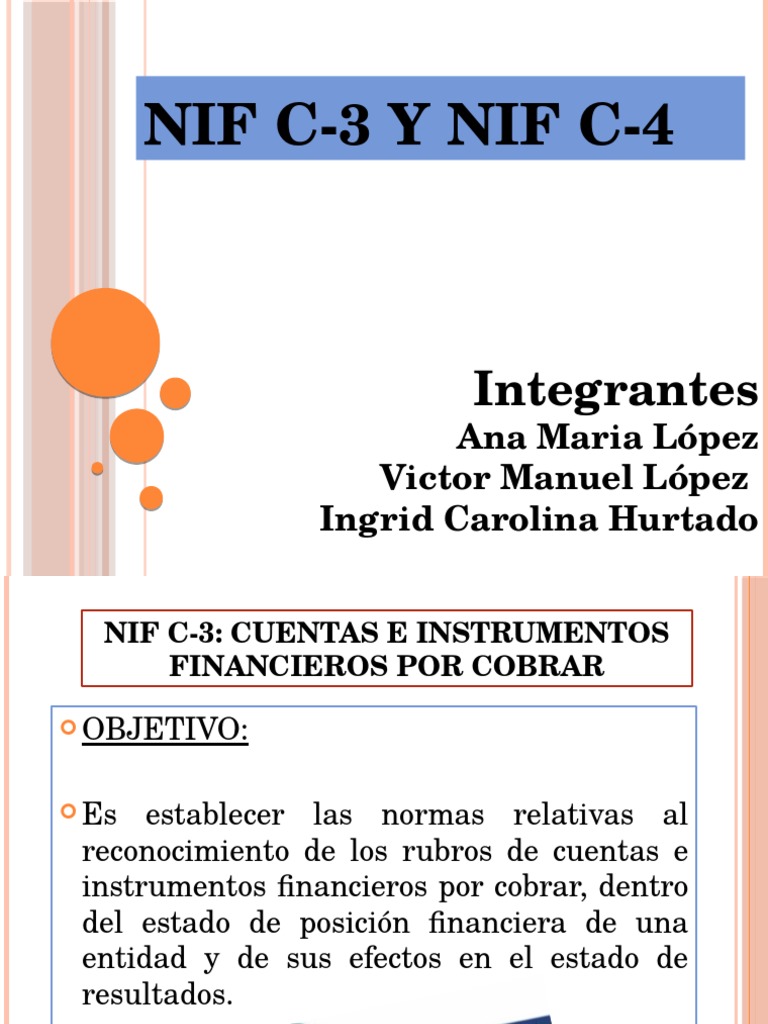 Nif C-3 y Nif C-4 | Valoración empresarial | Instrumento financiero