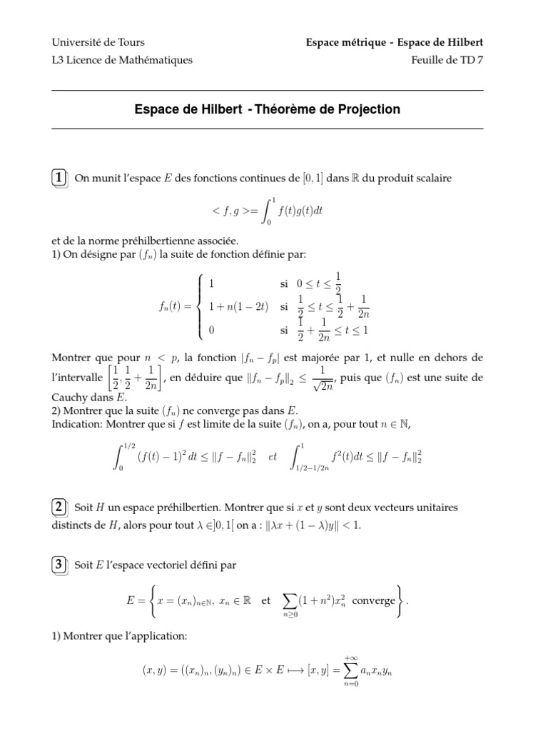 TD7 Hilbert | PDF | Physique théorique | Analyse mathématique