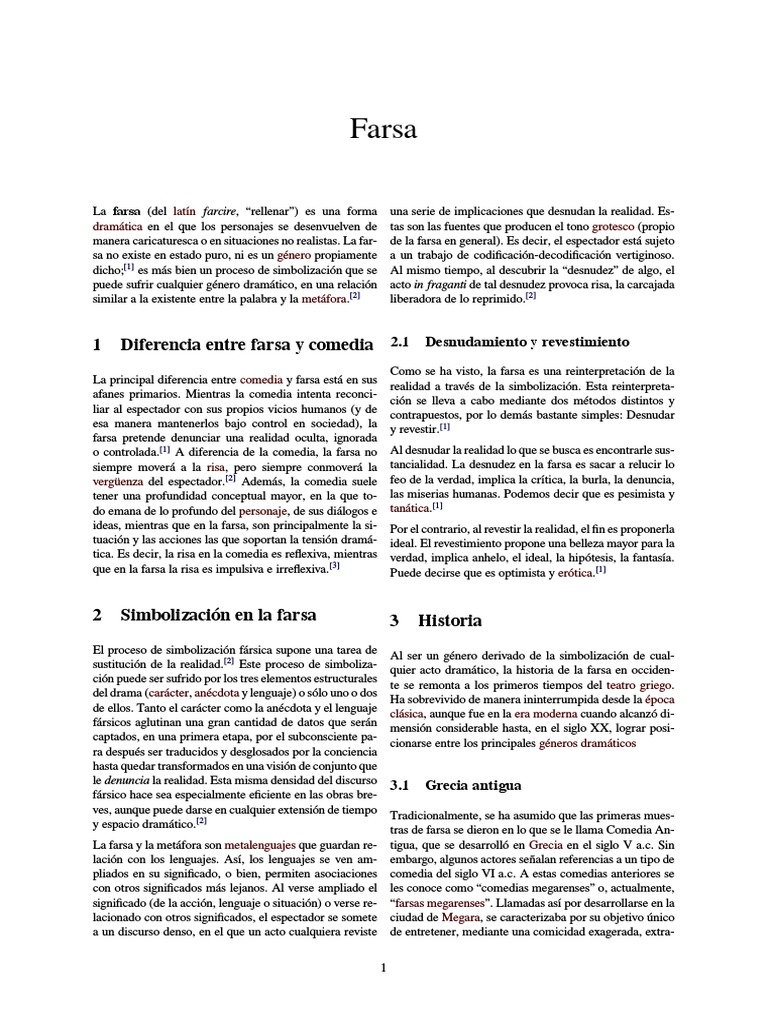 Definición y ejemplos de farsa teatral | PDF