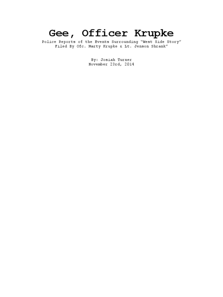 Gee, Officer Krupke | PDF | Violence | Leisure