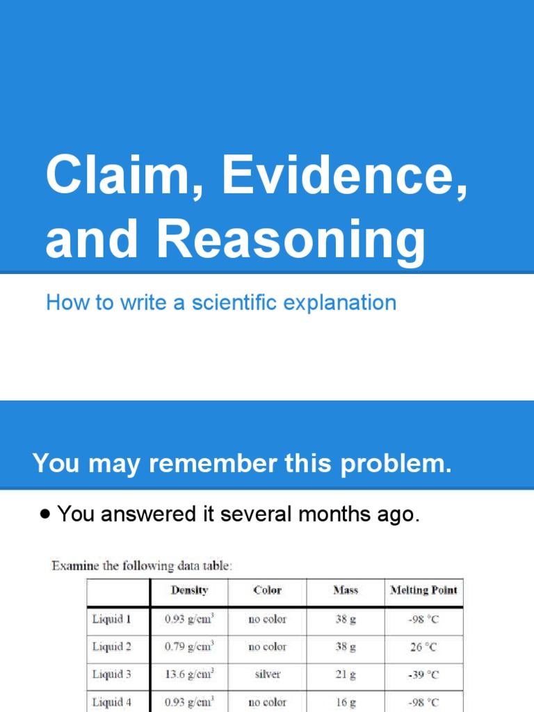 Claim, Evidence, and Reasoning Guide | PDF | Matter | Reason