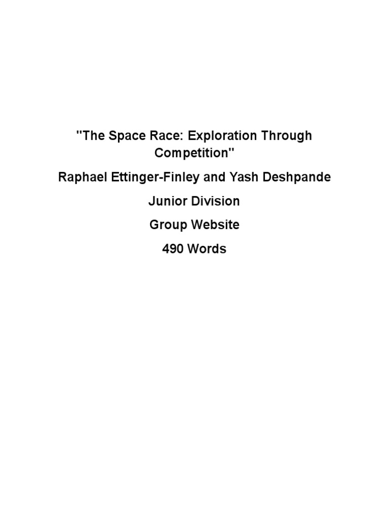 "The Space Race: Exploration Through Competition" Raphael Ettinger ...