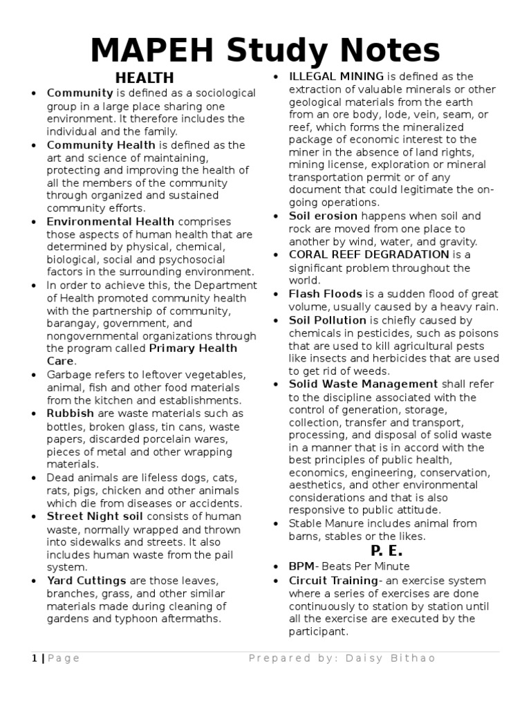 MAPEH Study Notes | PDF | Mining | Waste