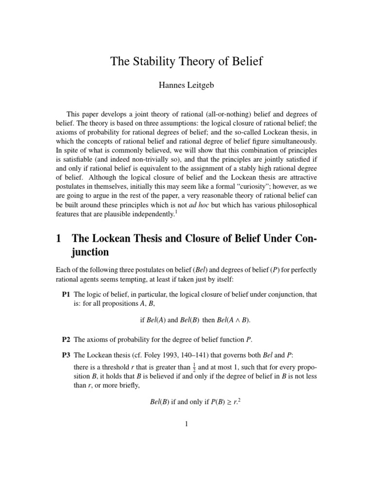 The Stability Theory of Belief | PDF | Bayesian Probability | Axiom