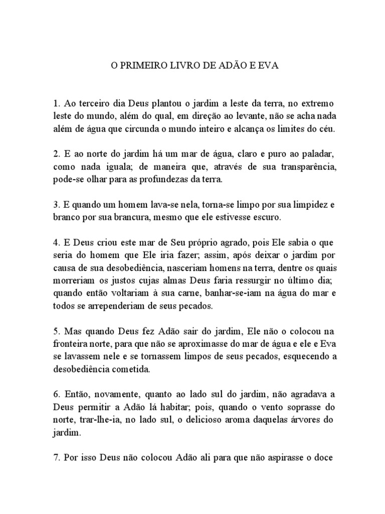 O Primeiro Livro de Adão e Eva | PDF | Adão e Eva | Caverna