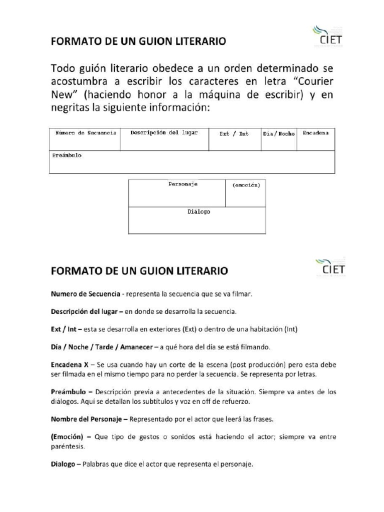 Formato Guion Literario | PDF