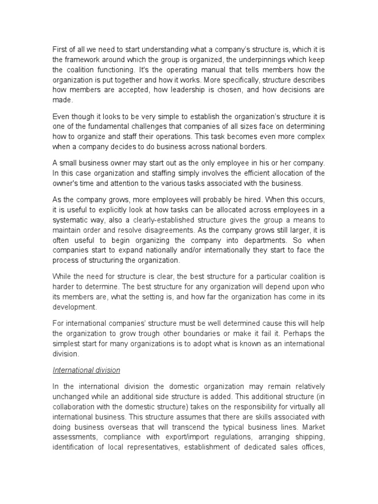 International Organization Structure | PDF | Matrix (Mathematics ...