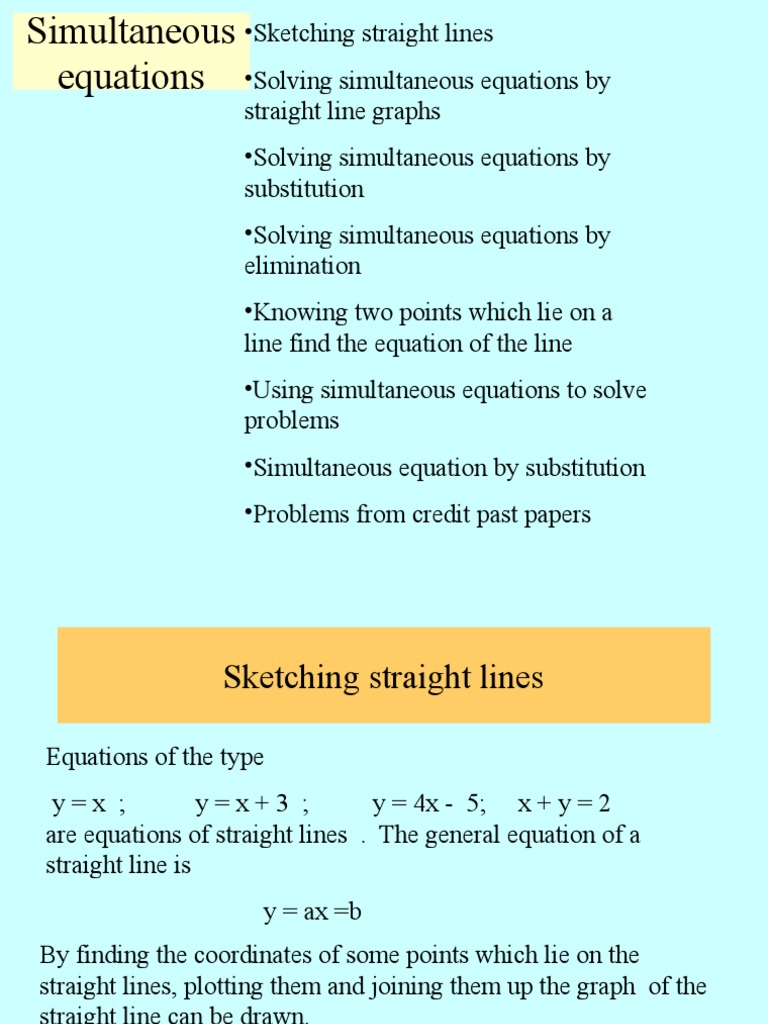 Simultaneous Equations | PDF | Line (Geometry) | Equations