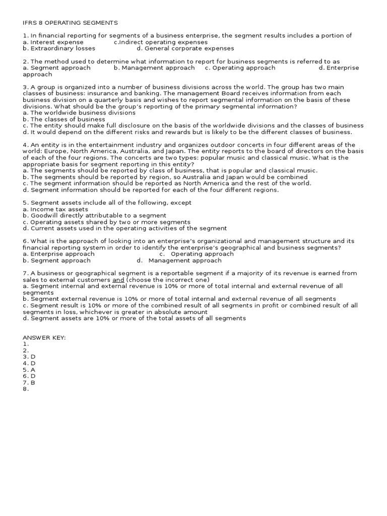 IFRS 8 Segment Reporting Guidelines | PDF | Revenue | International ...