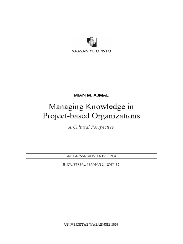Managing Knowledge in Project-Based Organizations PDF | PDF