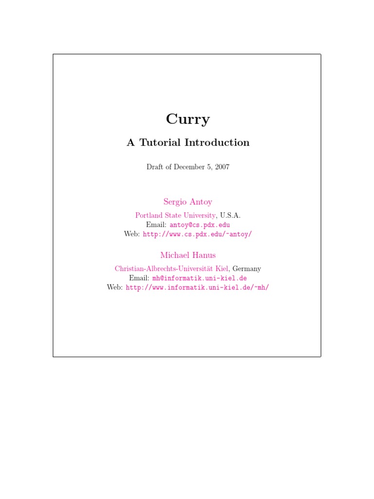 Curry: A Tutorial Introduction | PDF | Boolean Data Type | Data Type