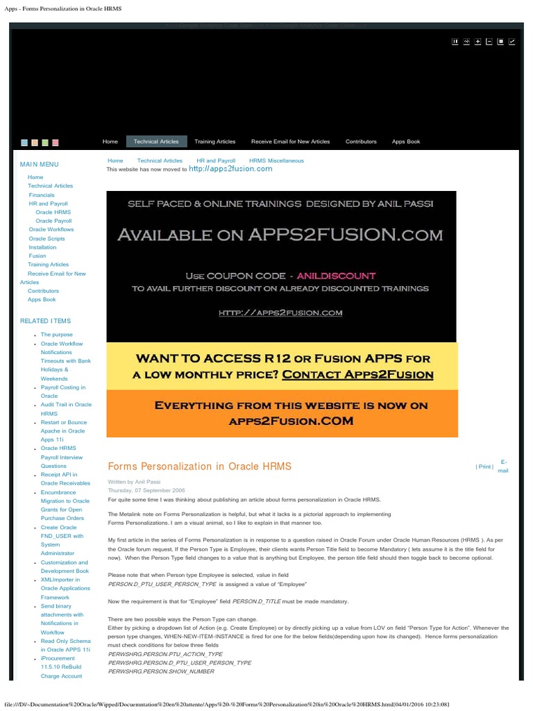 Apps - Forms Personalization in Oracle HRMS | PDF | Service Oriented Architecture | Human ...