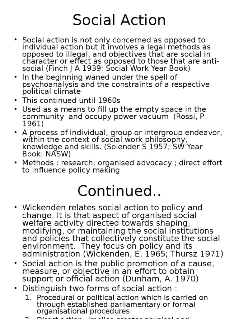 Definition Social Action, Slide 2 | PDF | Social Work | Sociological ...