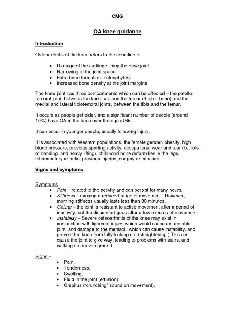 OA Knee Management Guidelines | PDF | Knee | Clinical Medicine
