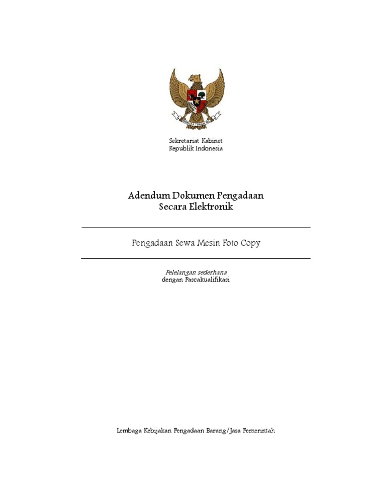 Adendum Dokumen Pengadaan Sewa Mesin Fotocopy Baru | PDF