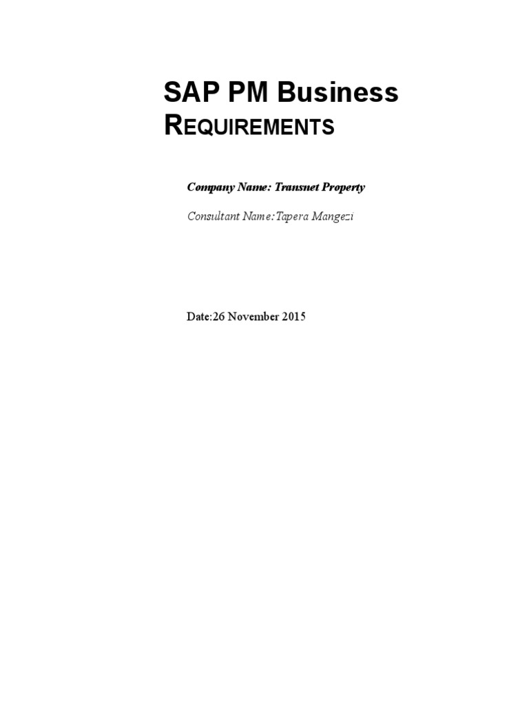 SAP PM Business Needs | PDF | Business Process | Information