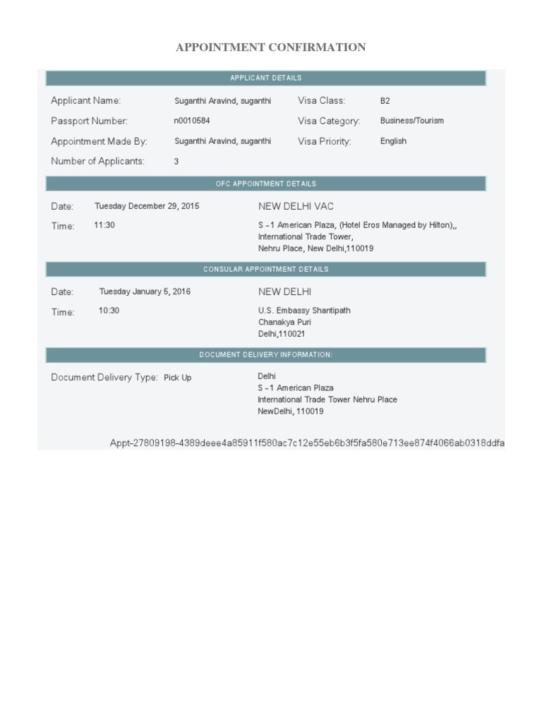 Appointment Confirmation 3156683 C | PDF | Travel Visa | Usb Flash Drive