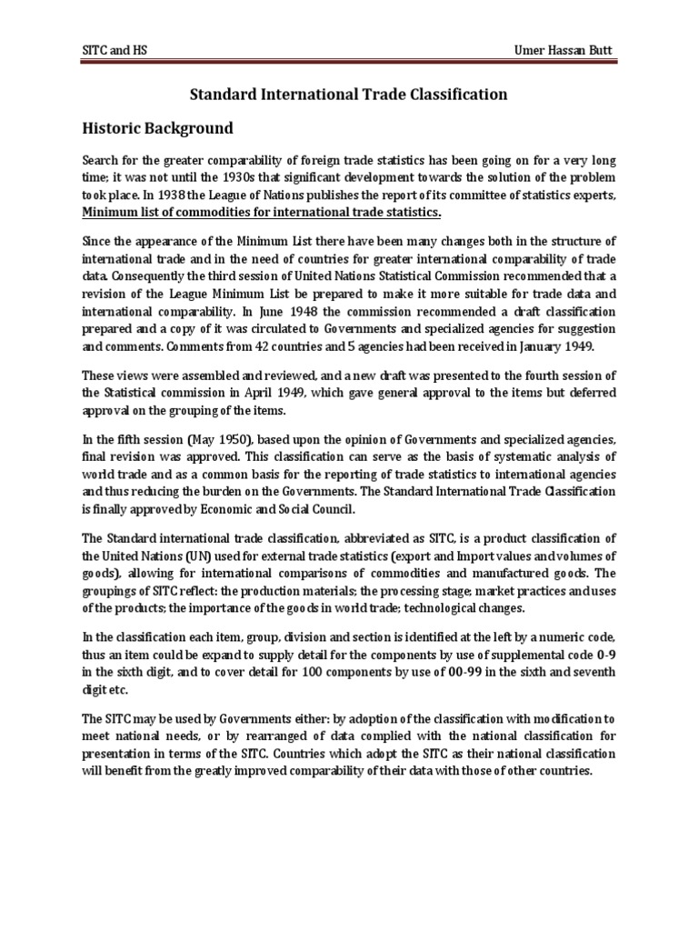 Historical Development of SITC Codes | PDF | Global Business ...