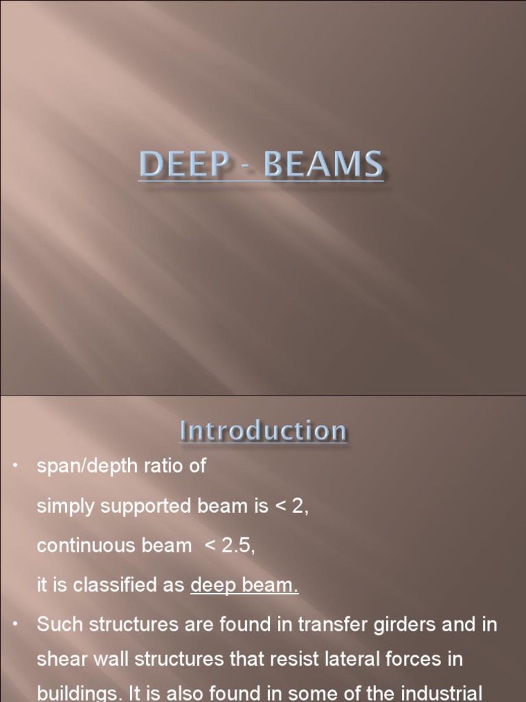 Deep Beams Presentation2 | PDF | Beam (Structure) | Truss