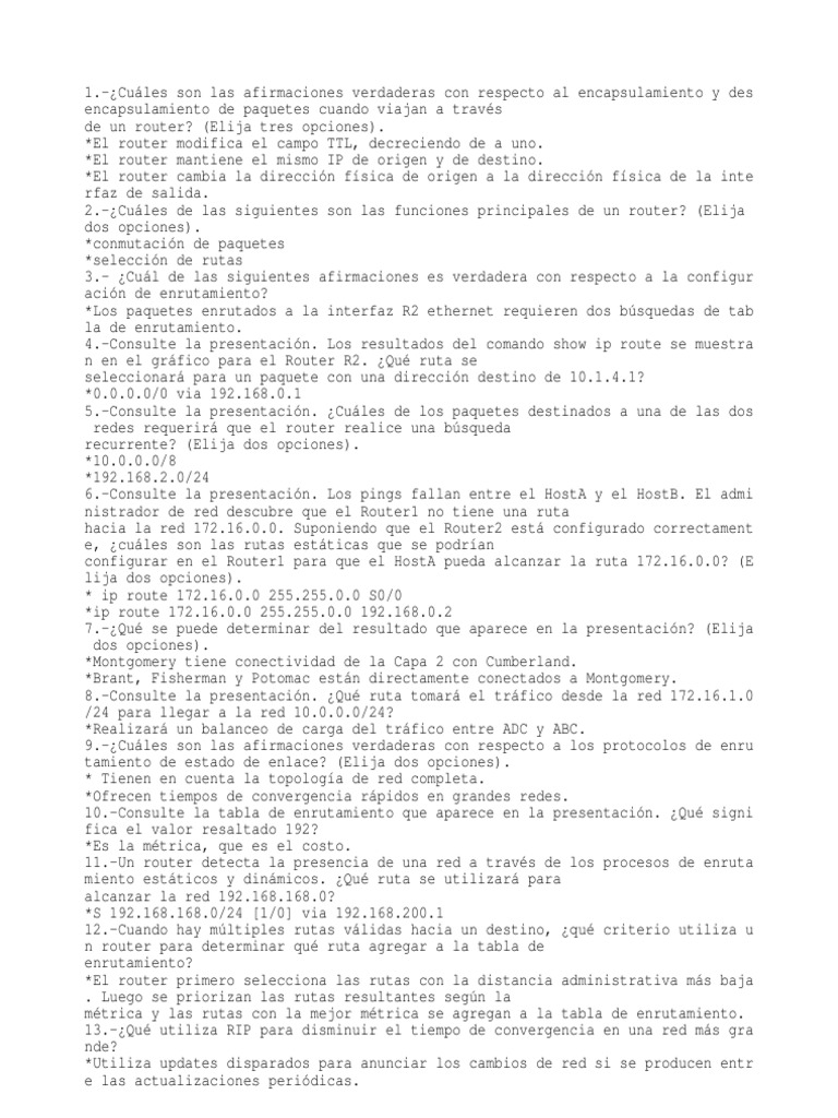 CISCO Examen Final Modulo 2 | PDF | Enrutador (Computación) | Enrutamiento